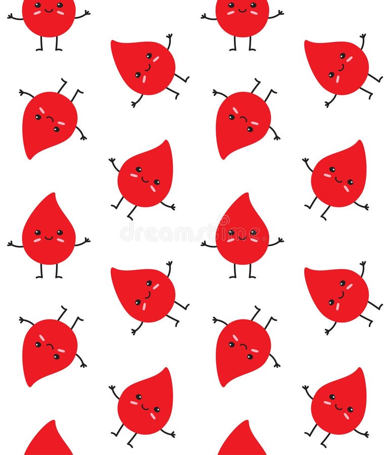 Vector Seamless Pattern of Blood Drop with Face Stock Vector ...