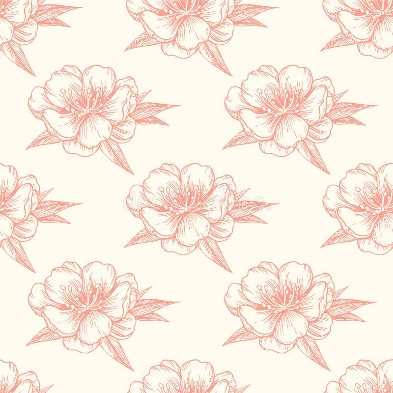 Vector Seamless Pattern with Blooming Almond Stock Vector ...