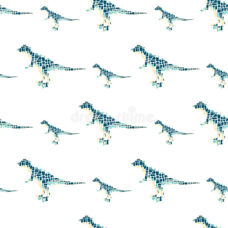 Blue Big and Small Dinosaurs on White Background. Stock Vector ...