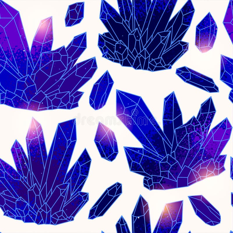 Vector Seamless Pattern with Blue Crystal Gems Stock Vector ...