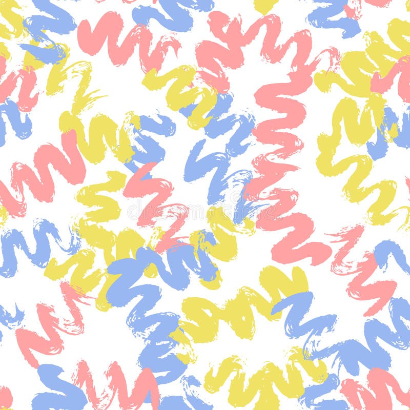 Vector Seamless Pattern with Blue, Pink and Yellow Vwave Brush Stroke ...