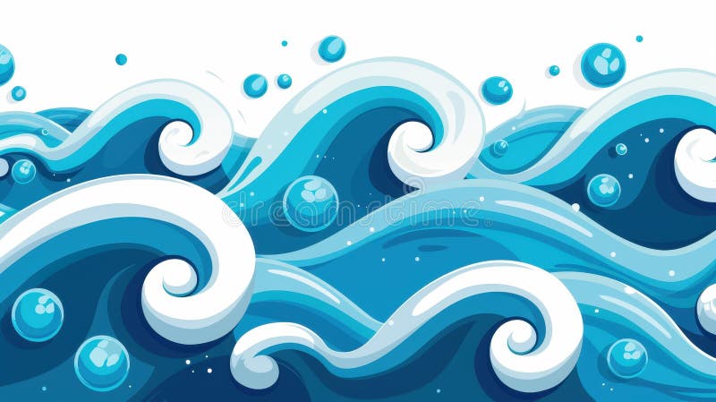 Vector Seamless Pattern of Blue Water Waves in a Horizontal Perspective ...
