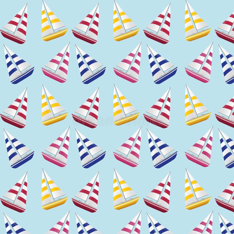 Vector Seamless Pattern Boat Sailboat Stock Vector - Illustration of ...