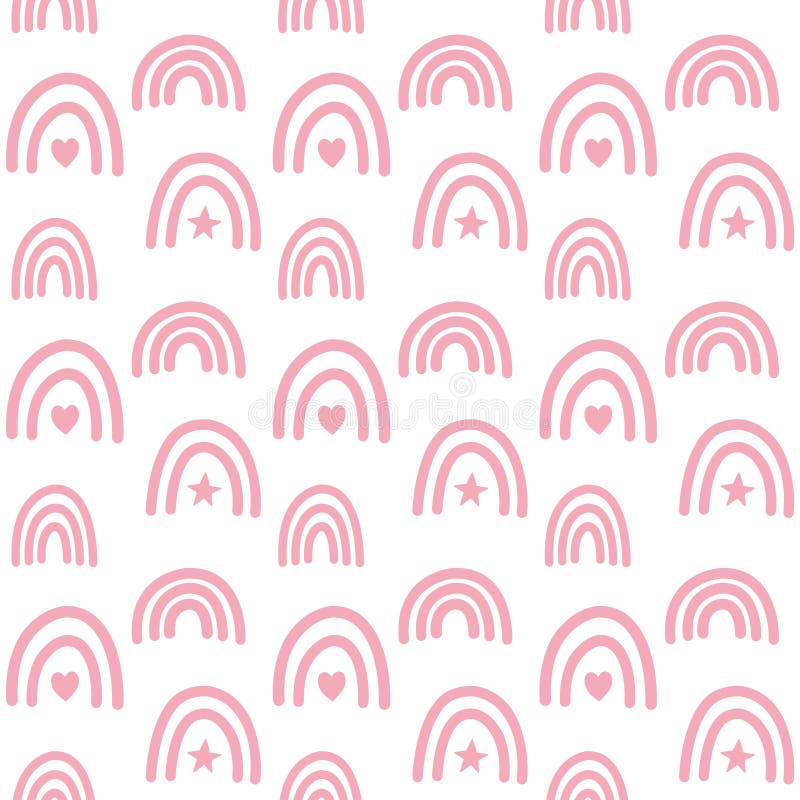 Vector Seamless Pattern of Boho Pink Rainbow Stock Vector ...