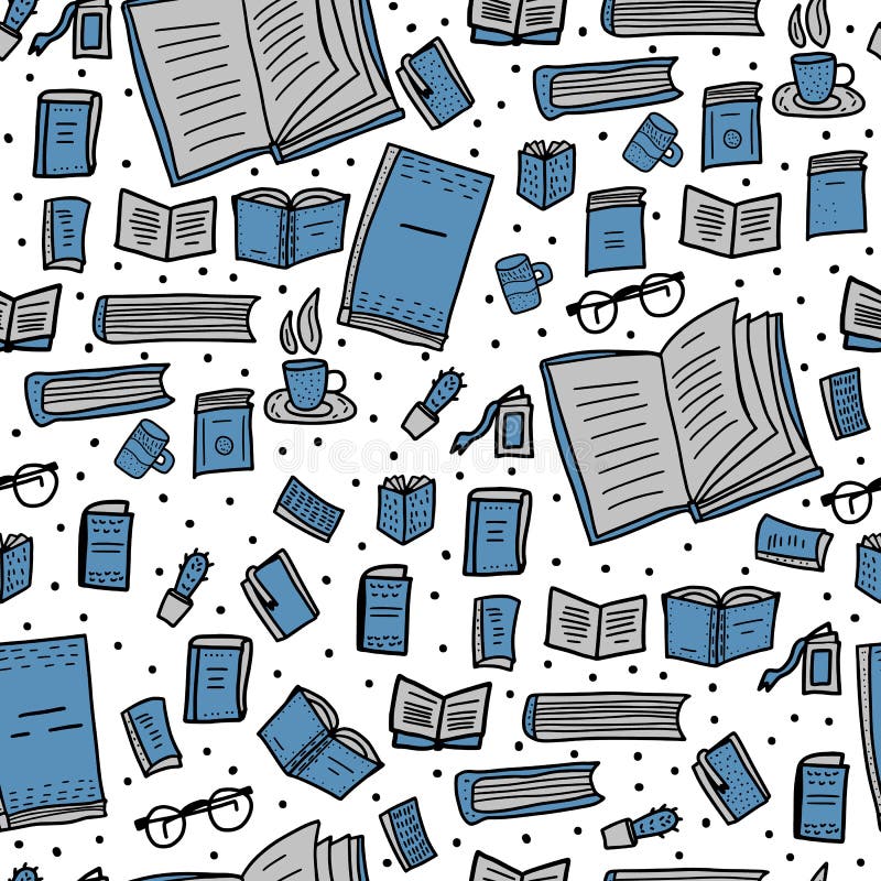 Vector Seamless Pattern of Book Set. Stock Vector - Illustration of ...