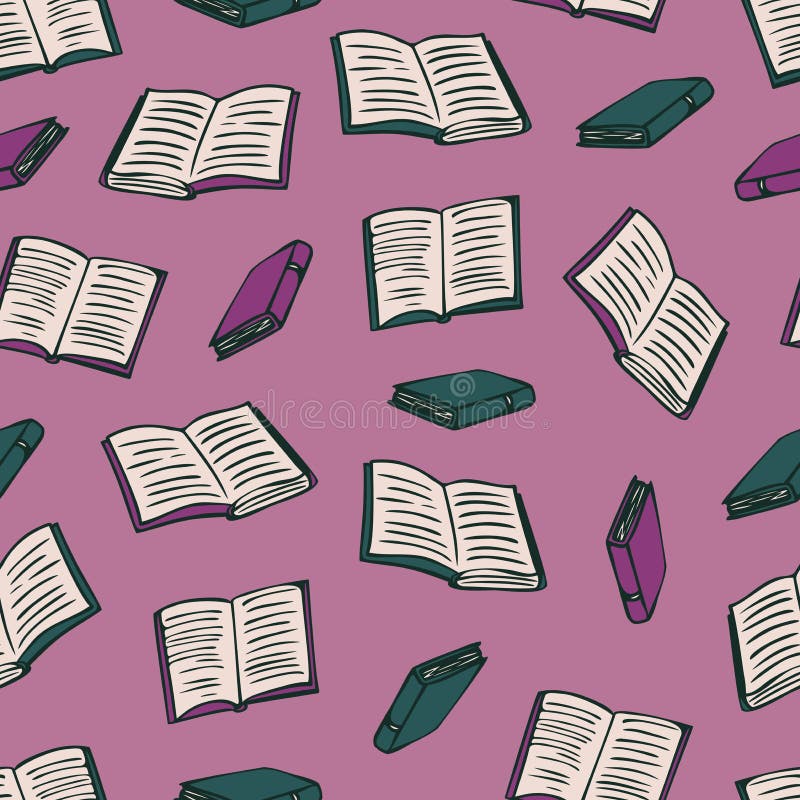 Vector Seamless Pattern with Books. Stock Vector - Illustration of ...