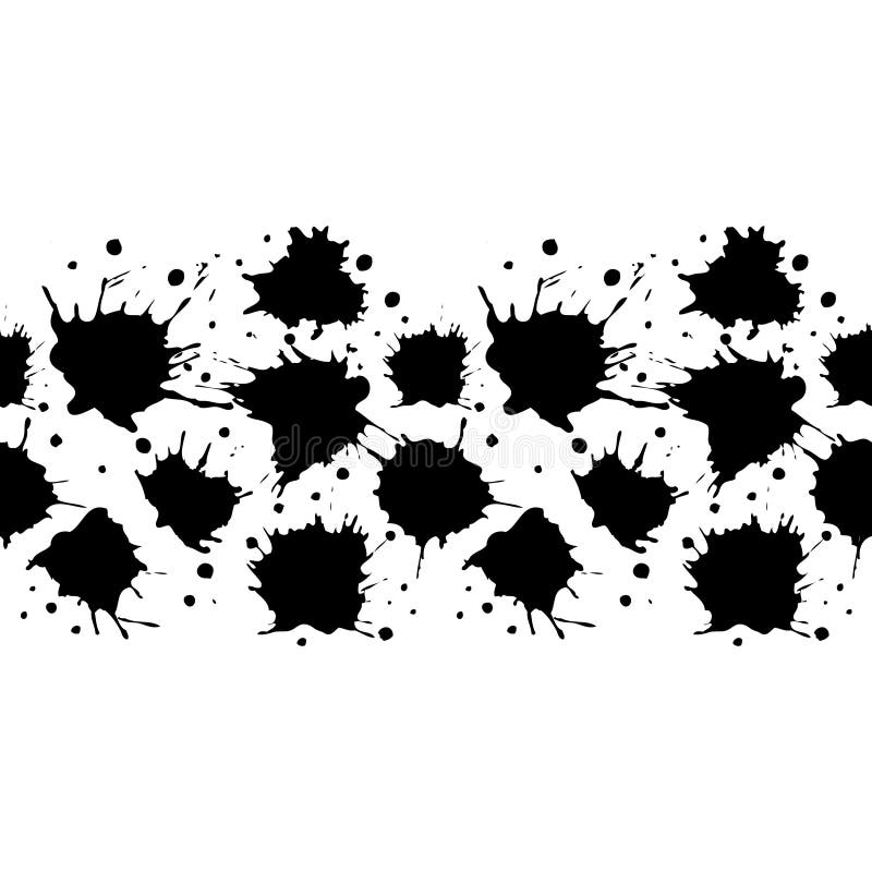 Vector Seamless Pattern, Border with Inc Splash, Blots, Smudge and ...