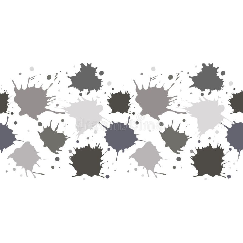 Vector Seamless Pattern, Border with Inc Splash, Blots, Smudge and ...