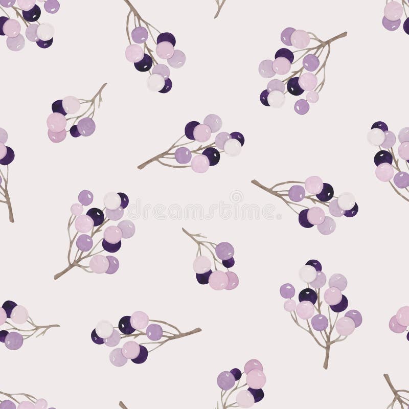 Vector Seamless Pattern with Branches and Berries. Nature Seamless ...
