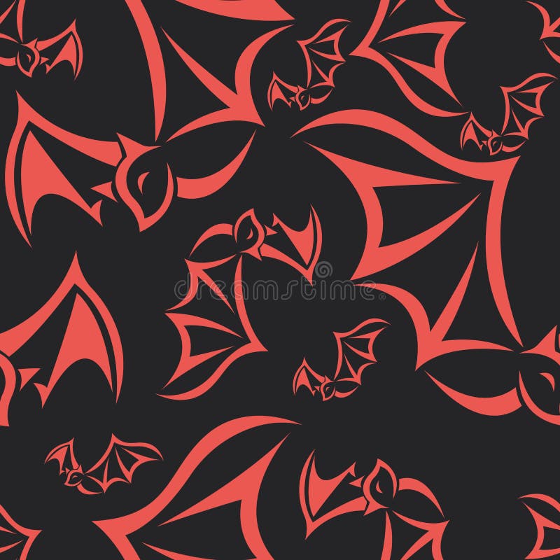 Vector Seamless Pattern with Bright Bats on a Black Background. Design ...