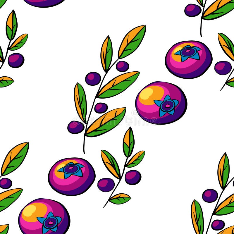 Vector Seamless Pattern of Bright Blue Berries Stock Vector ...