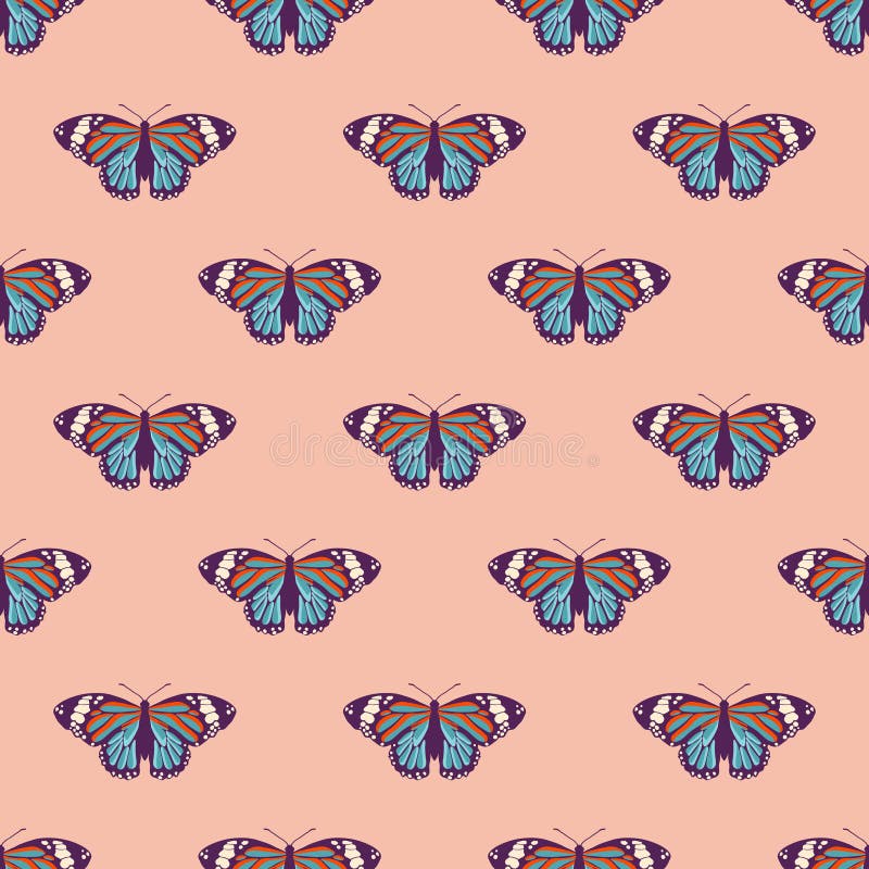 Vector Seamless Pattern with Bright Butterflies. Handdrawn Texture ...