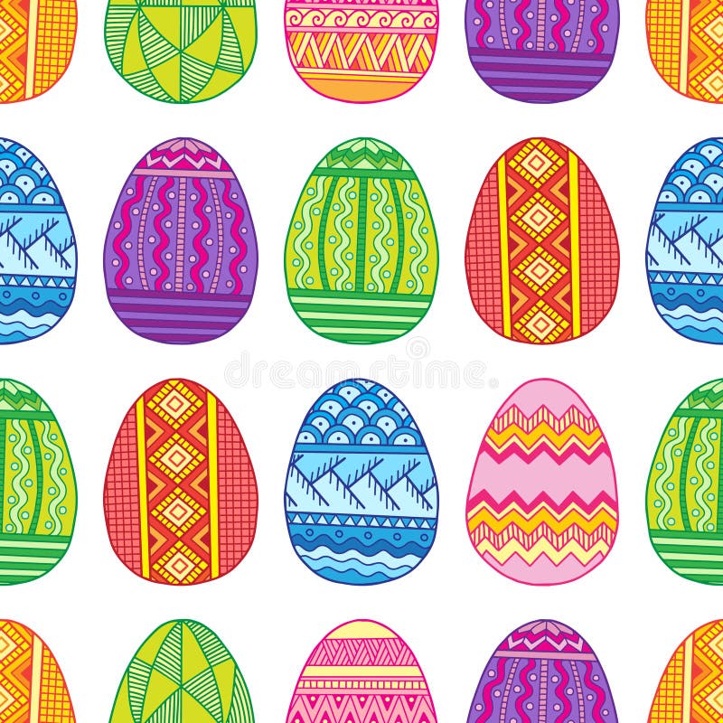 Vector Seamless Pattern Bright Easter Eggs Stock Vector - Illustration ...