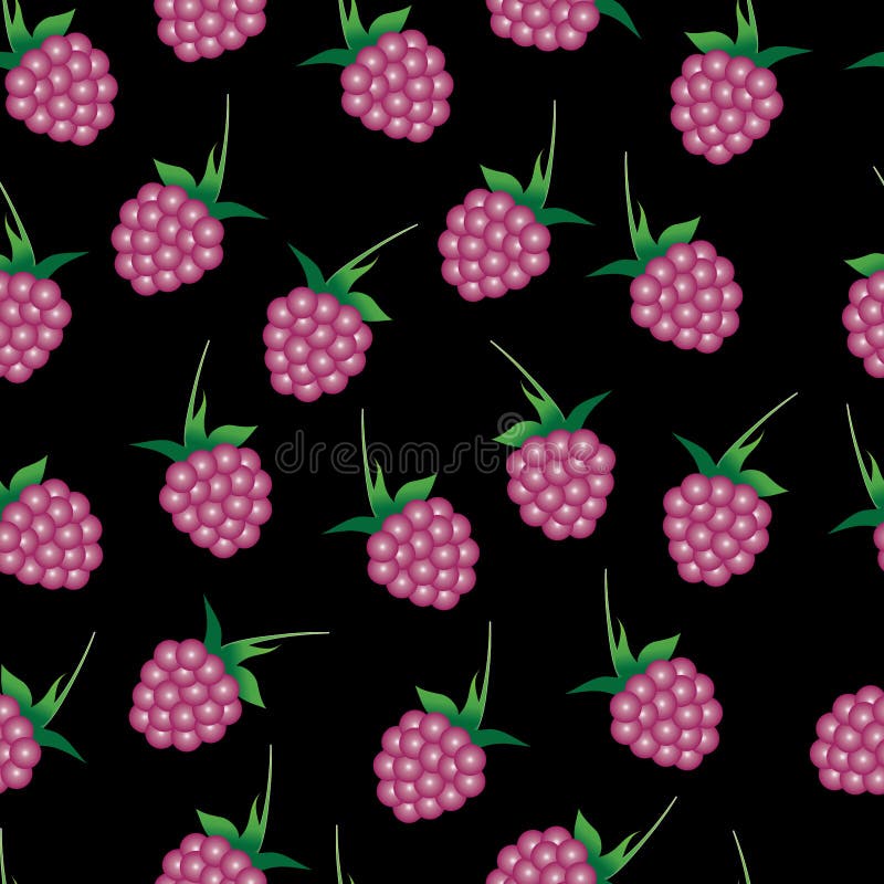 Vector Seamless Pattern with Bright Pink Raspberries Stock Vector ...