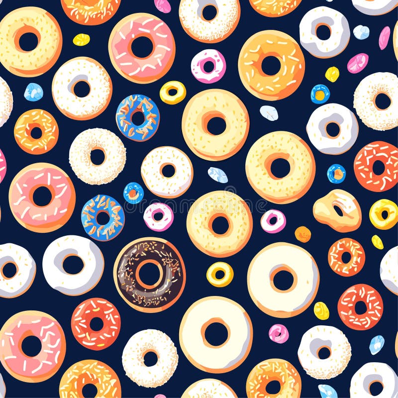 Vector Seamless Pattern with Bright Pink Sweet Donuts Stock ...