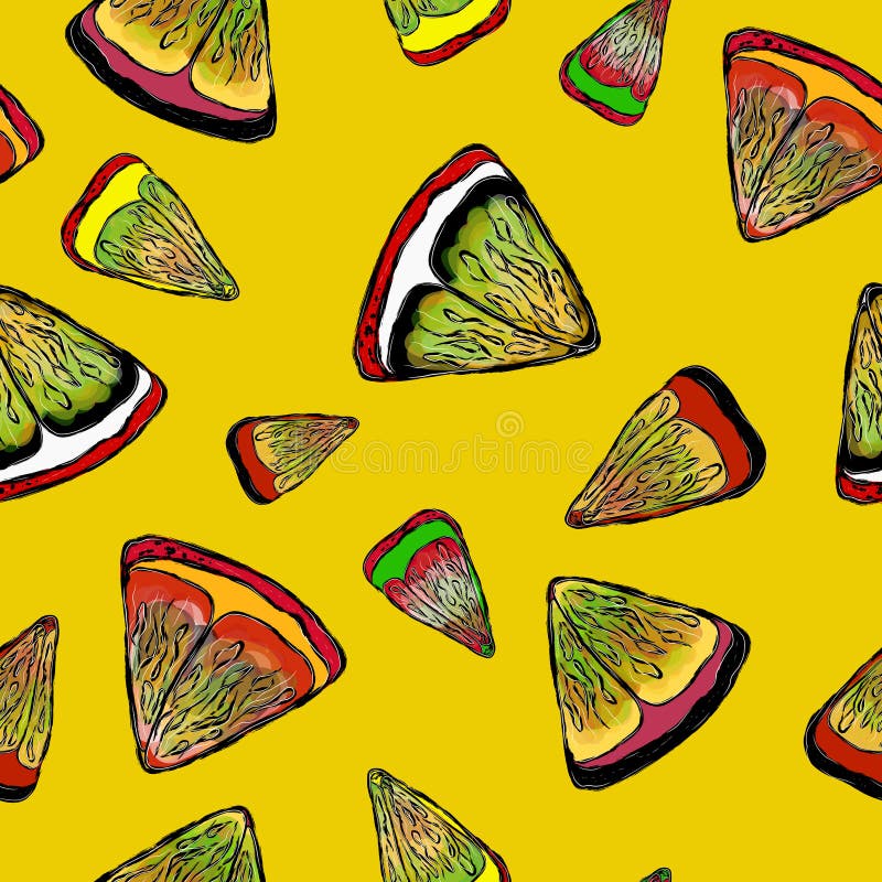 Vector Seamless Pattern Bright Psychedelic Lemon Slices Stock Vector ...