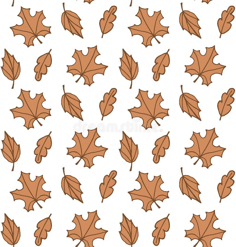 Vector Seamless Pattern of Brown Autumn Leaves Stock Illustration ...