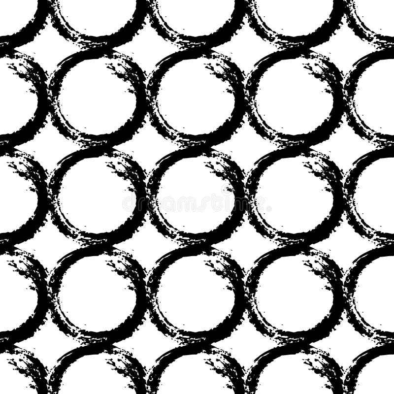 Vector Seamless Pattern with Brush Circle and Round. Black Color on ...