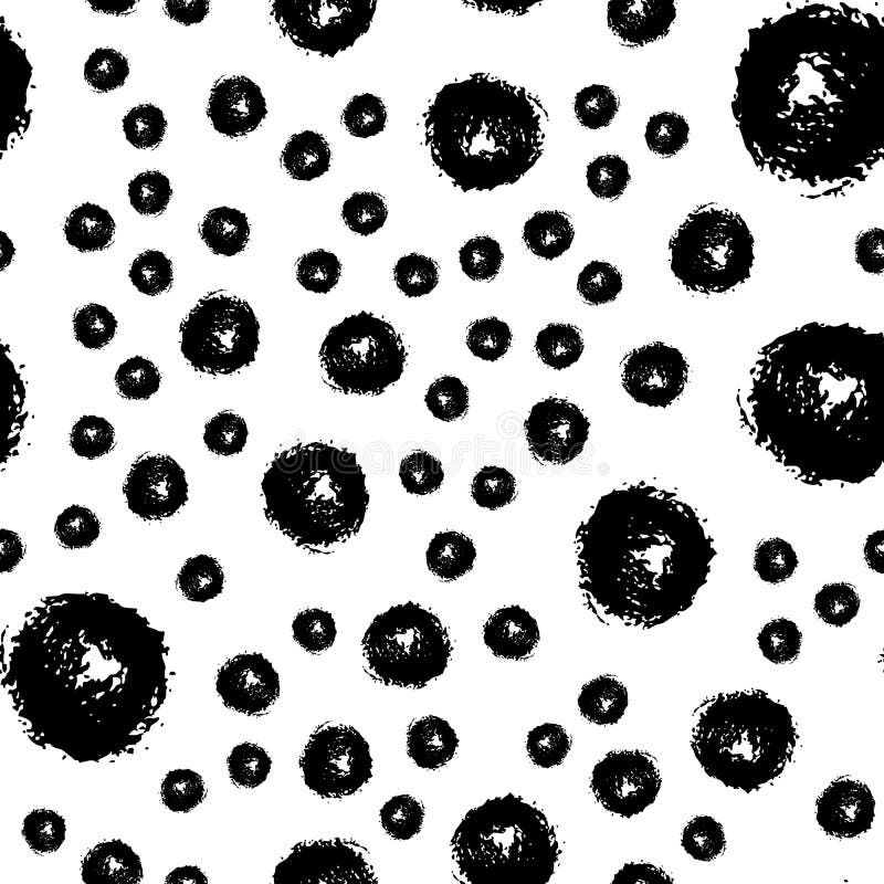 Vector Seamless Pattern with Brush Circle and Round. Black Color on ...