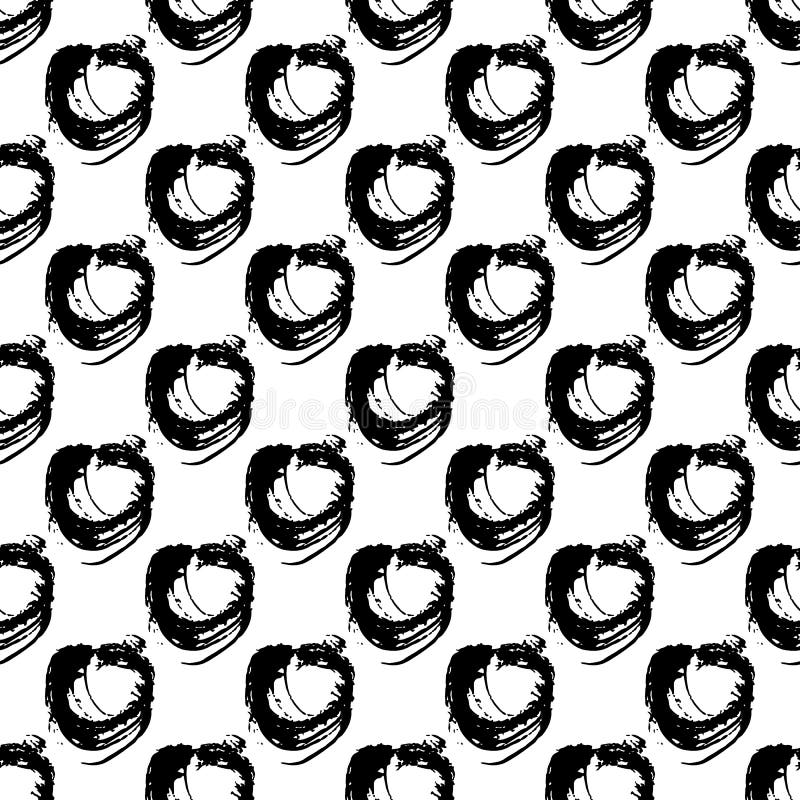Vector Seamless Pattern with Brush Circle and Round. Black Color on ...