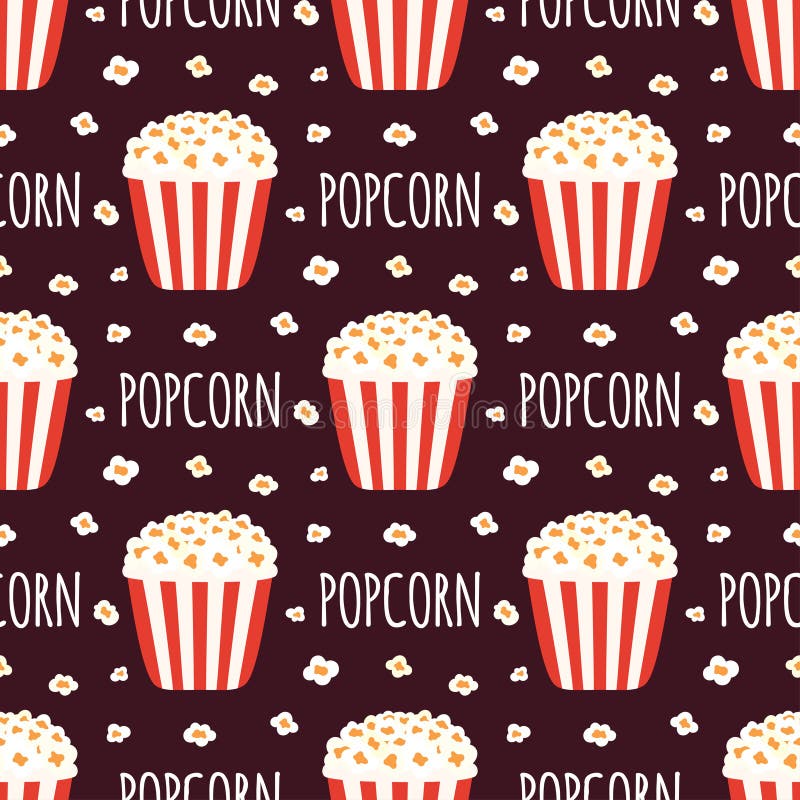 Vector Seamless Pattern of Buckets Popcorn, Cartoon Style Stock Vector ...