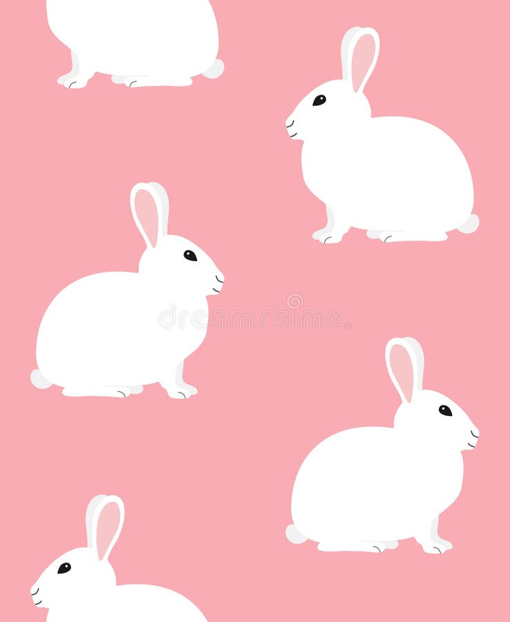 Vector Seamless Pattern of Bunny Rabbit Stock Vector - Illustration of ...