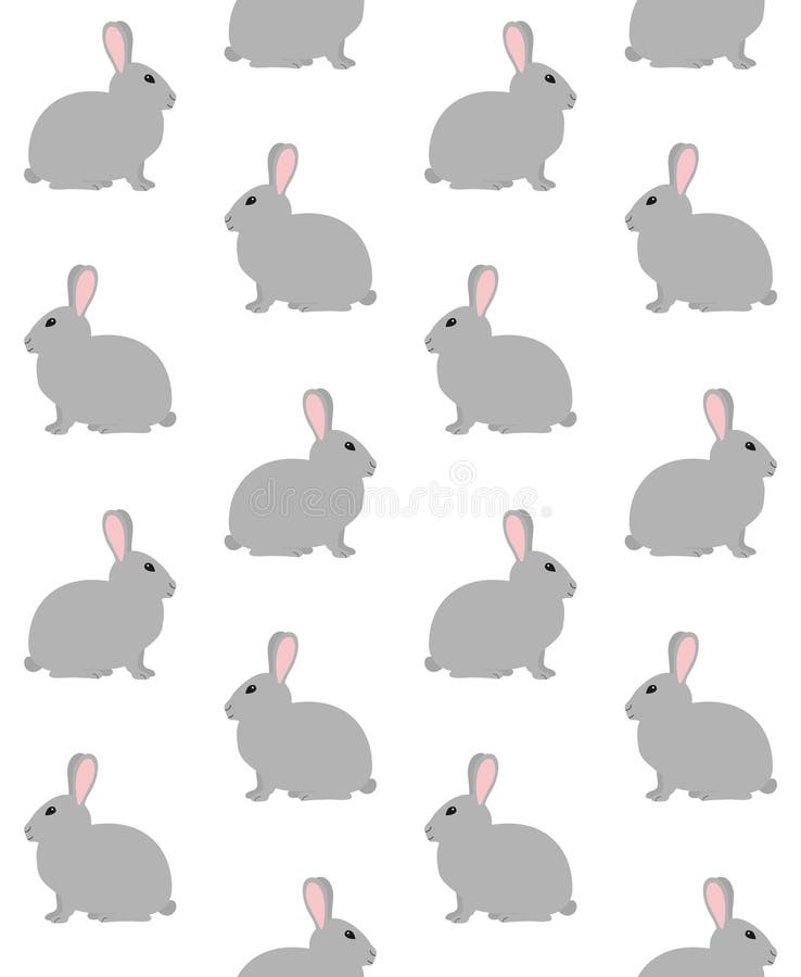 Vector Seamless Pattern of Bunny Rabbit Stock Vector - Illustration of ...