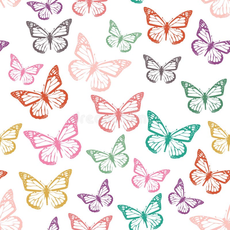 Vector Seamless Pattern with Butterflies Stock Vector - Illustration of ...