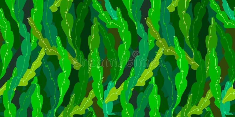Vector Seamless Pattern with Cactus Leaves, Repeatable Minimalistic ...