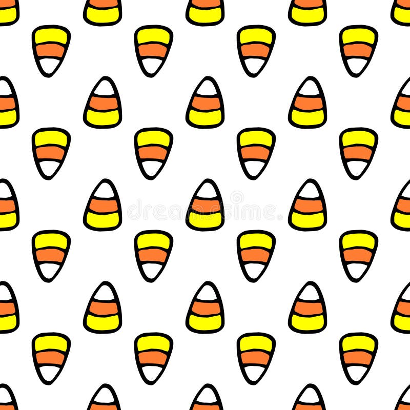 Vector Seamless Pattern of Candy Corn. Hand-drawn in Doodle Style Candy ...