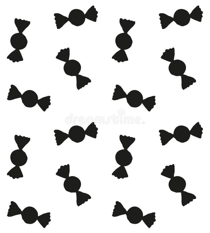 Vector Seamless Pattern of Candy Silhouette Stock Vector - Illustration ...