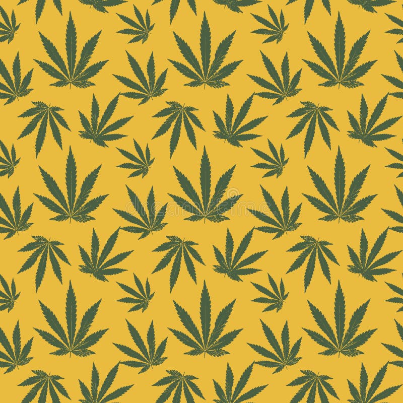 Vector Seamless Pattern of Cannabis Leaf Stock Vector - Illustration of ...