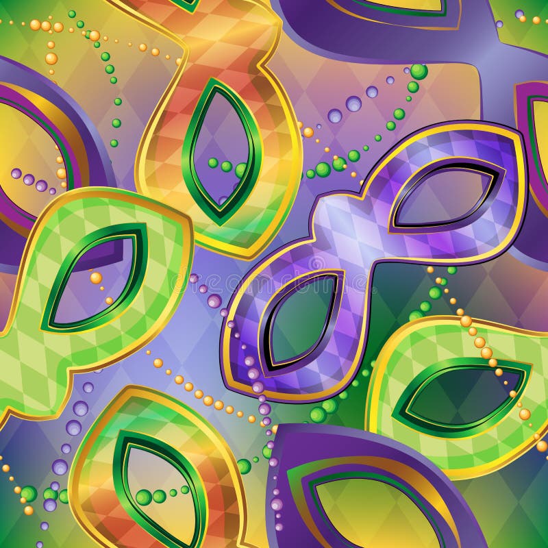 Vector Seamless Masks Mardi Gras and the Inscription Stock Vector ...