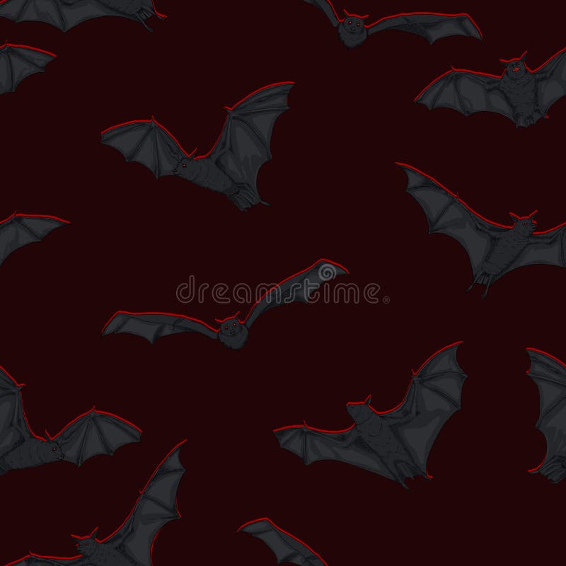 Vector Seamless Pattern of Cartoon Black Bats Stock Vector ...