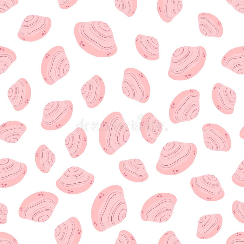 Vector Seamless Pattern with Cartoon Colored Sea Shells Stock Vector ...
