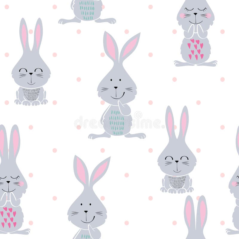 Vector seamless pattern stock vector. Illustration of rabbit - 92129425