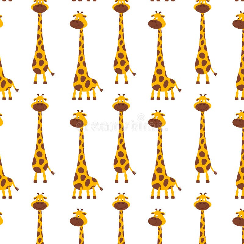 Vector Seamless Pattern. Cartoon Cute and Happy Giraffes in Flat Style ...