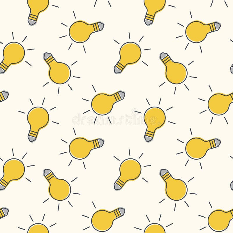 Vector Seamless Pattern with Cartoon Electric Light Bulbs. Stock ...