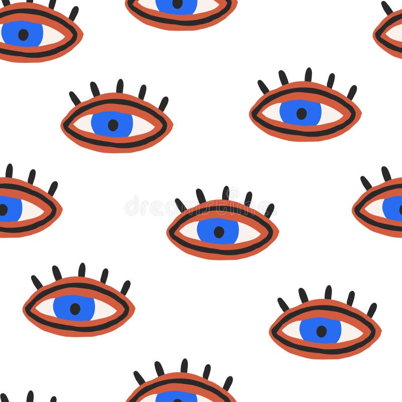 Vector Seamless Pattern with Cartoon Eyes on White Stock Vector ...