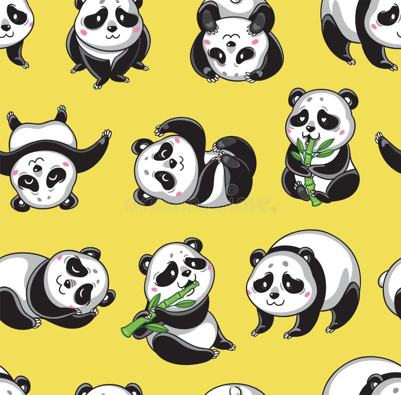 Vector Seamless Pattern with Cartoon Pandas Stock Vector - Illustration ... Vector Seamless Pattern with Cartoon Pandas Stock Vector - Illustration ...