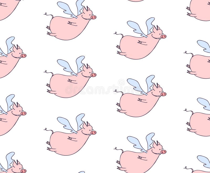 Seamless Flying Pigs Stock Illustrations – 35 Seamless Flying Pigs ...