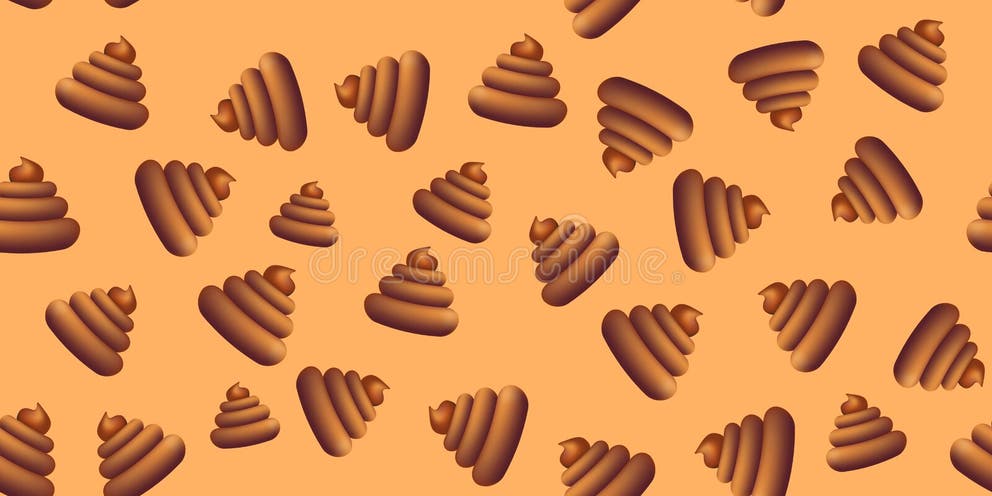 Vector Seamless Pattern with Cartoon Pile of Turd on Orange Background ...