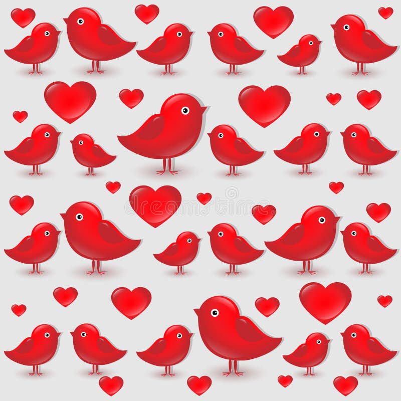 Vector Seamless Pattern with Cartoon Red Birds Stock Vector ...