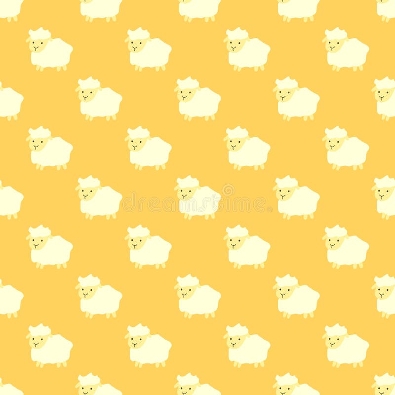 Vector Seamless Pattern of Cartoon Yellow Sheep Stock Vector ...