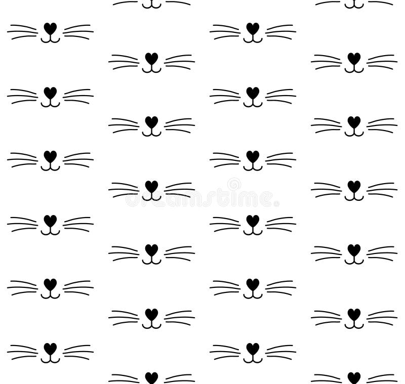 Vector Seamless Pattern of Cat Face Stock Vector - Illustration of ...