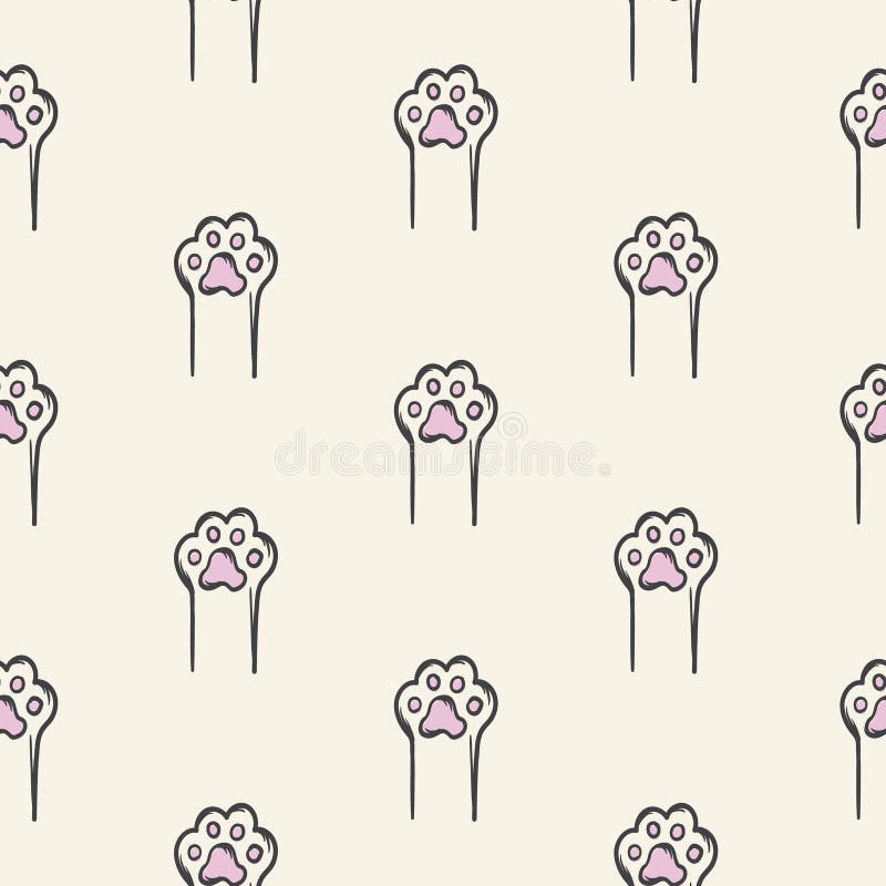 Vector Seamless Pattern with Cat Paw. Background for Advertising ...