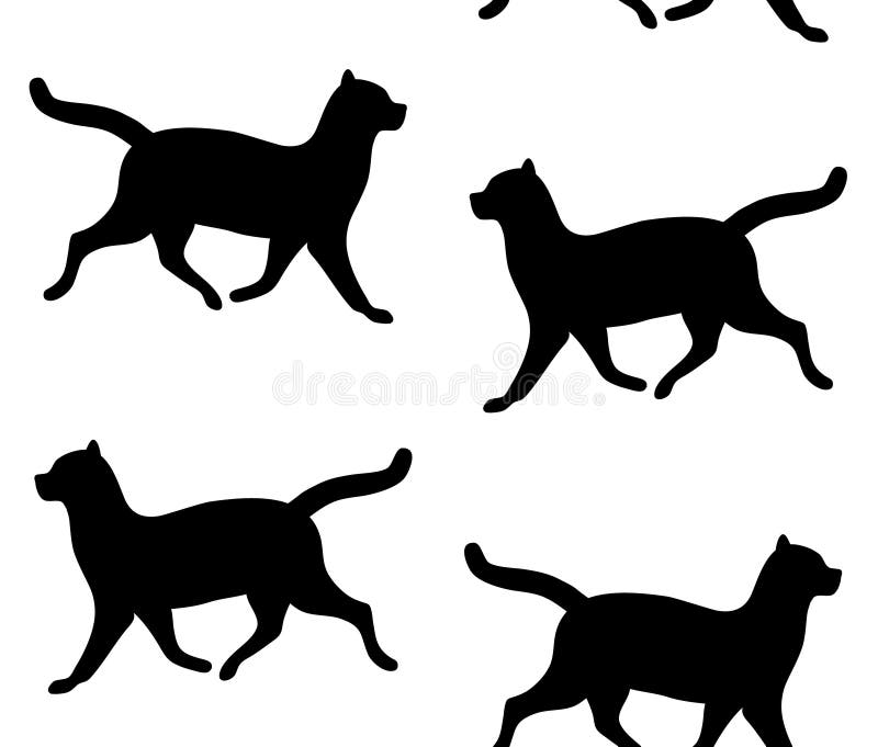 Vector Seamless Pattern of Cat Silhouette Stock Vector - Illustration ...