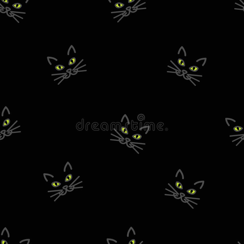 Vector Seamless Pattern with Cats. Kitten Whiskers Background Stock ...