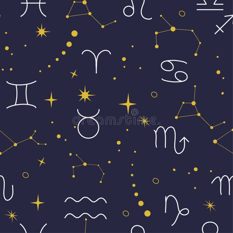 Vector Seamless Pattern with Celestial Mystic Esoteric Magic and Zodiac ...