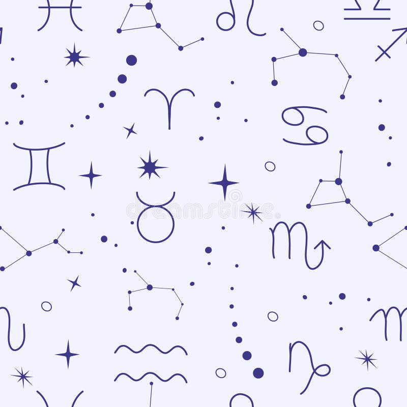 Vector Seamless Pattern with Celestial Mystic Esoteric Magic and Zodiac ...